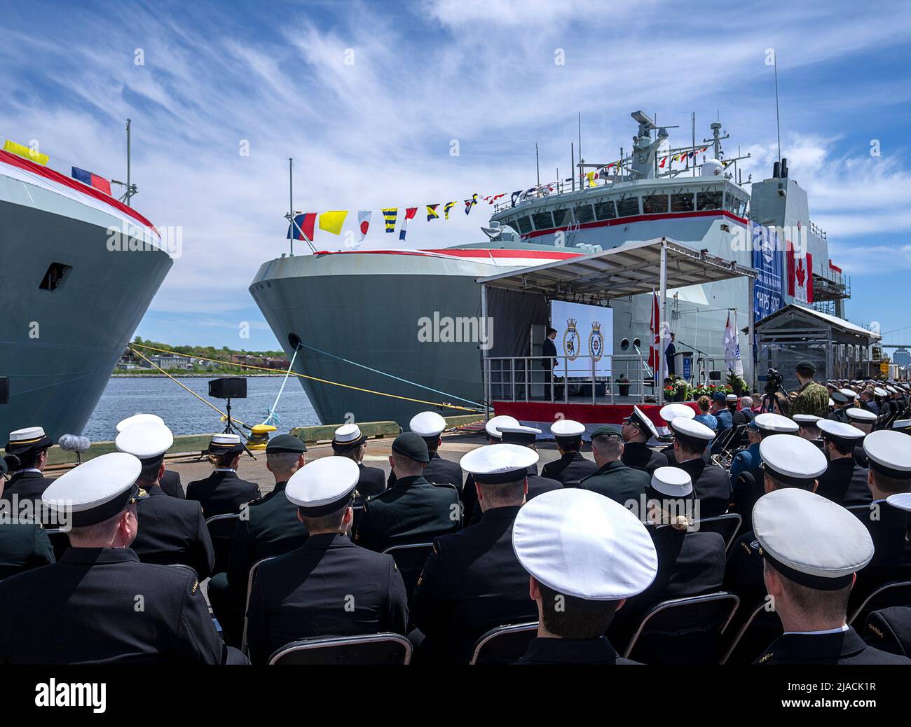 Members of the Royal Canadian Navy attend a naming ceremony for HMCS ...