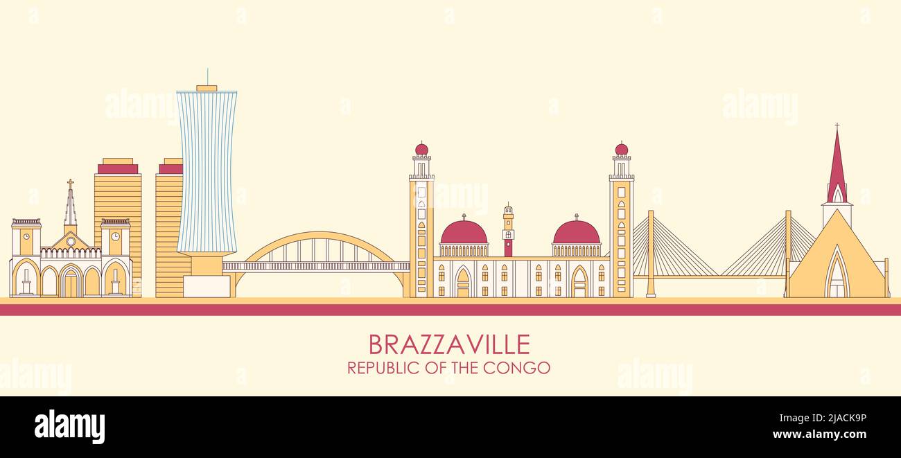 Cartoon Skyline panorama of Brazzaville, Republic of the Congo - vector ...