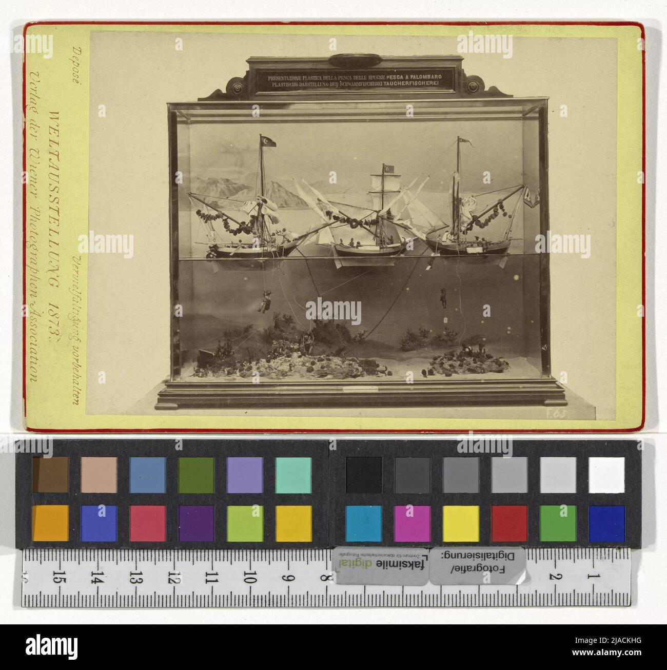 World Exhibition 1873: Plastic representation of sponge fishing with ...