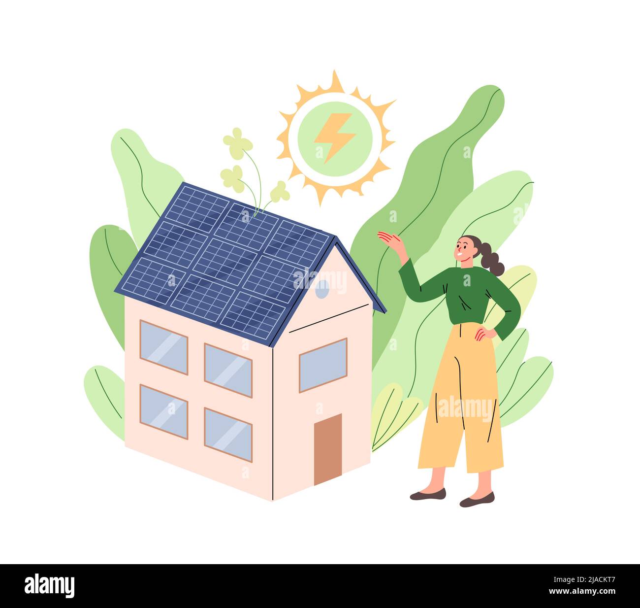 Solar panels on the roof of the house Stock Vector Image & Art - Alamy