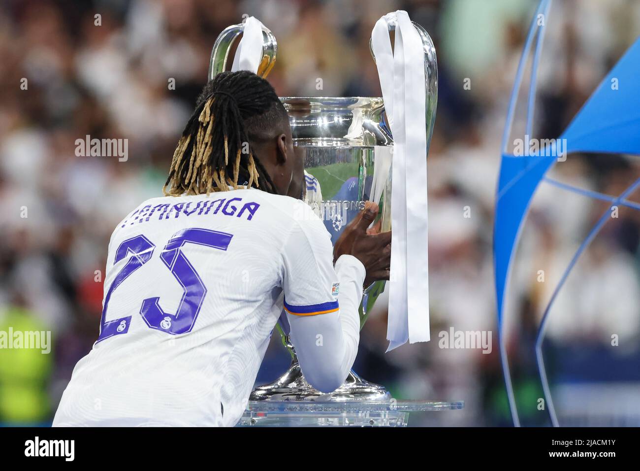 Paris, France. 28th May, 2022. Eduardo Camavinga of Real Madrid kisses ...