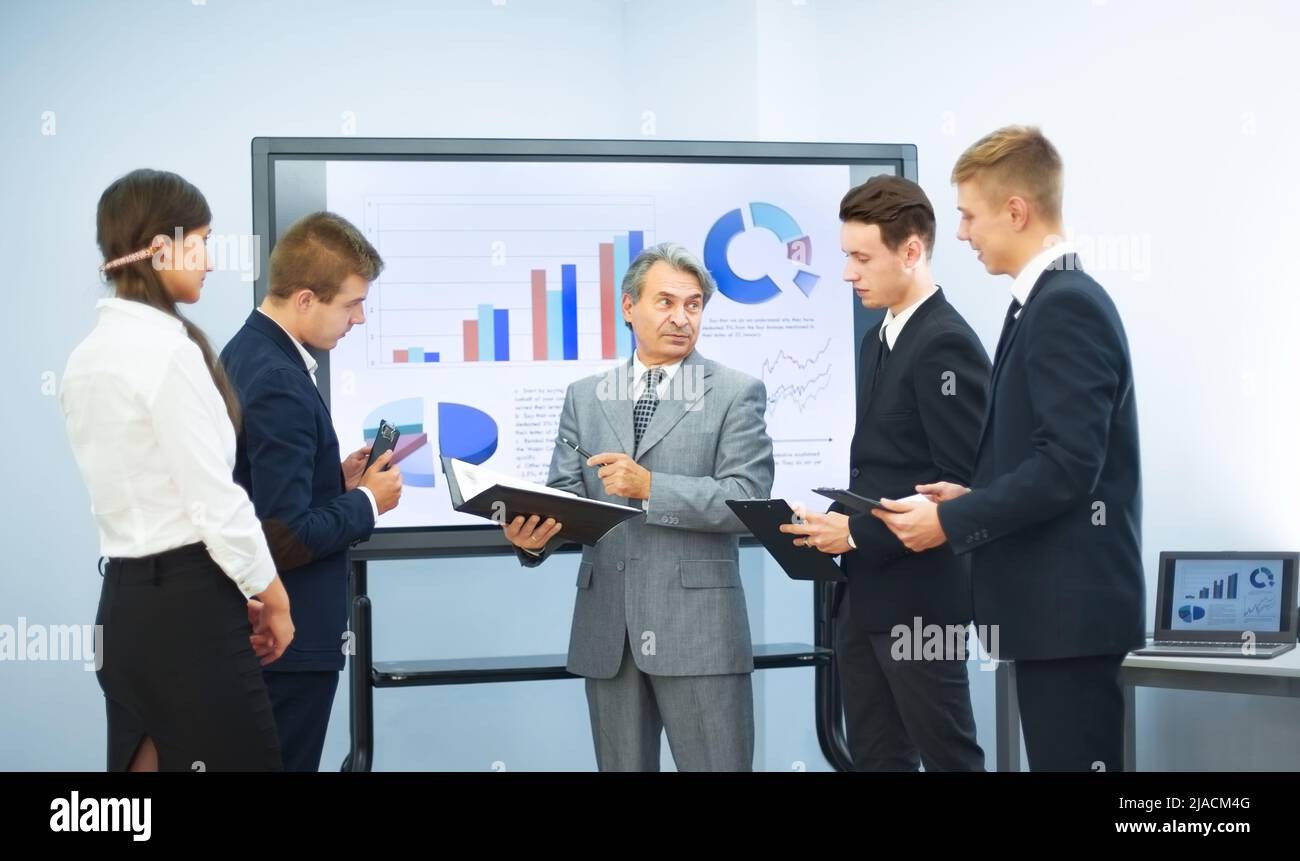 successful business man, conducting presentations to partners Stock ...