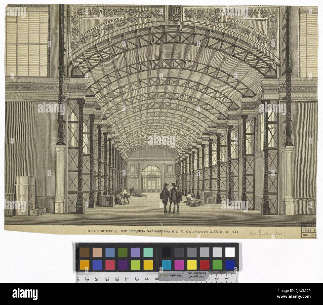 Viennese world exhibition. A side gallery of the exhibition palace ...