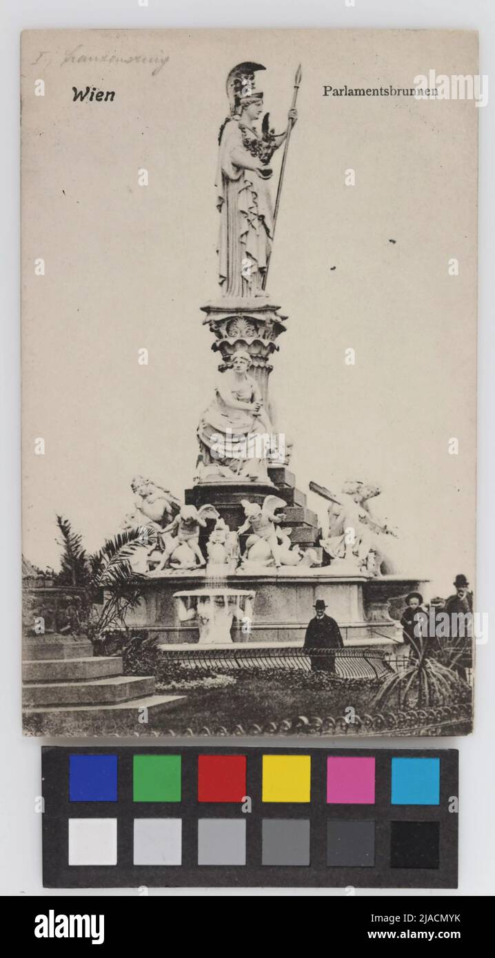 1st, Dr.-Karl-Renner-Ring 3-Parliament-Pallas-Athene fountain, postcard ...
