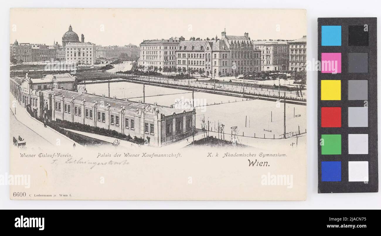 1., Lorraine - View over ice skating club towards Karlskirche, postcard ...