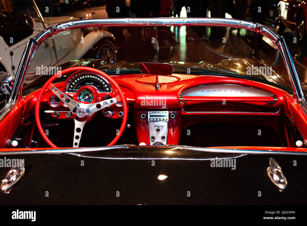 Ferrari convertible retro red car Stock Photo - Alamy