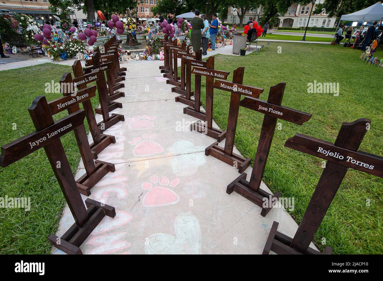 May 29, 2022: Crosses bear the names of the shooting victims in the ...