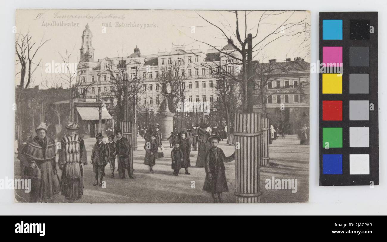 6., Esterházypark - view against Apollotheater, postcard. Brothers Kohn ...