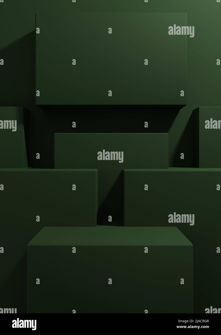 Dark, warm green 3D rendering product display background simple, minimal, geometric wallpaper ...