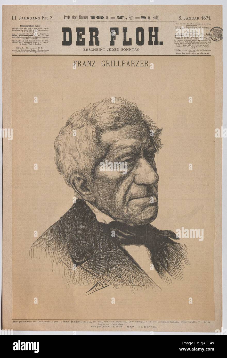 Franz Grillparzer (title page of "Der Floh"). Karl Klic (1841-1926), Artist, Johann Tomassich ...