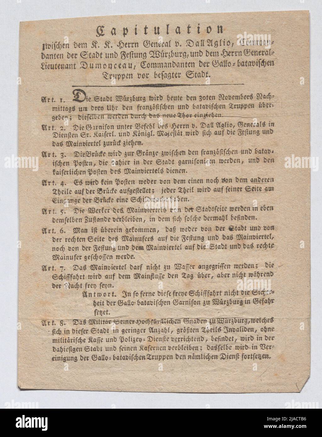 The surrender of the city of Würzburg in front of the French on ...