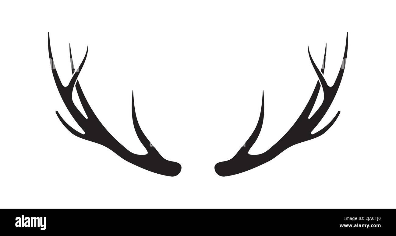 Deer Antlers Vector Silhouette Of The Horns Of A Wild Elk Roe Deer On