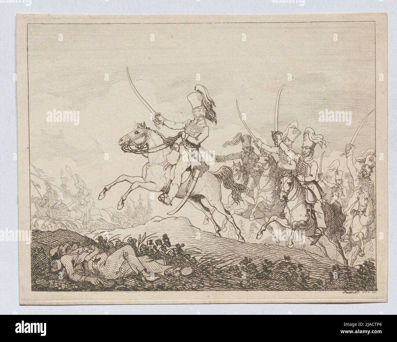 The Duke of Braunschweig leads an attack against a Saxon attack (1809 ...