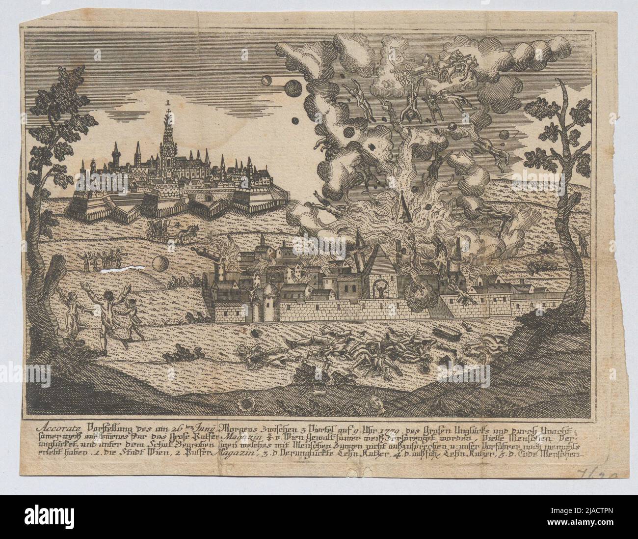 The explosion of the powder magazine on the Nussdorf line on June 26 ...