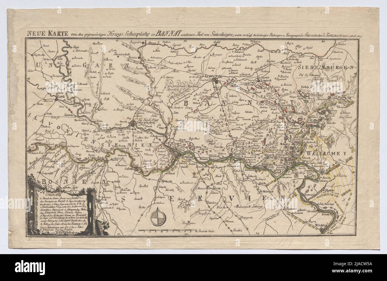 Map of the war sites in Banat and in Transylvania. Unknown Stock Photo ...