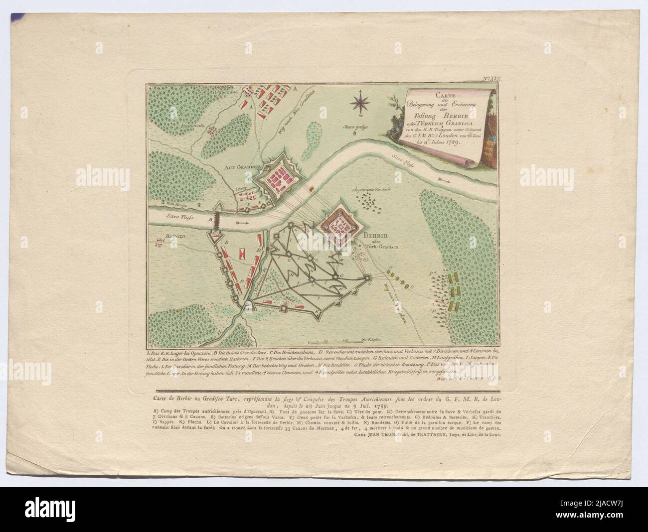 Map of the siege and conquest of Berbir (Turkish-Gradiska) from June 23 ...