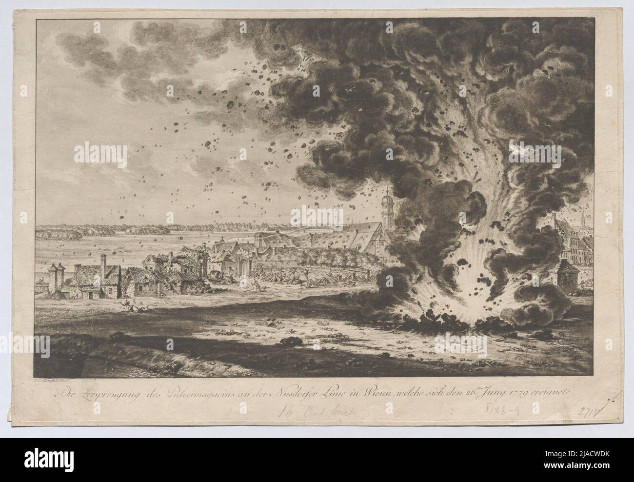 "The breakdown of the powder magacine ...". The explosion of the powder ...