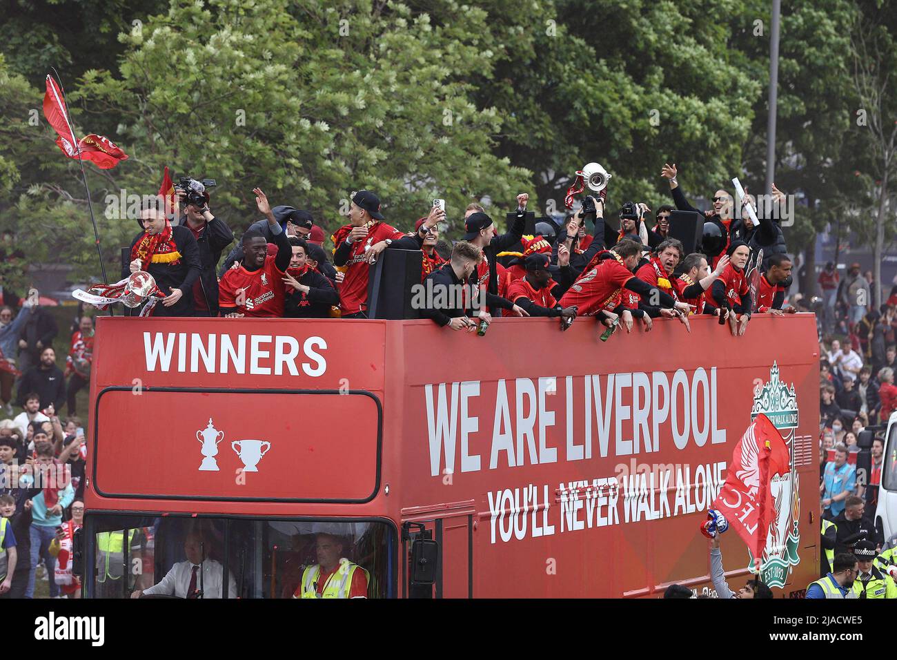 Liverpool, UK. 29th May, 2022. The Liverpool team bus. Liverpool ...