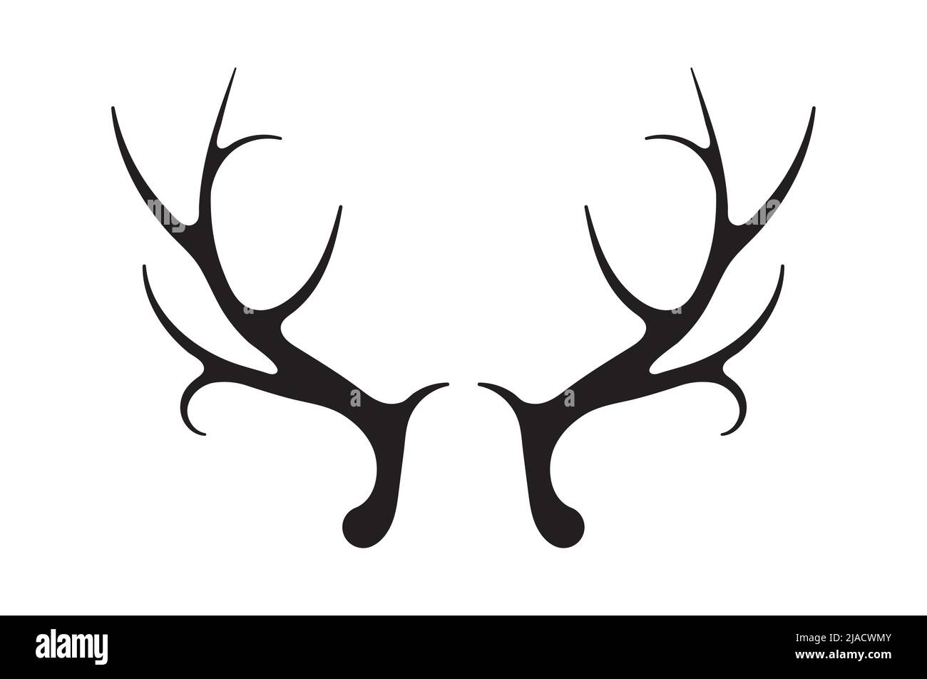 Deer Antlers Vector Silhouette Of The Horns Of A Wild Elk Roe Deer On