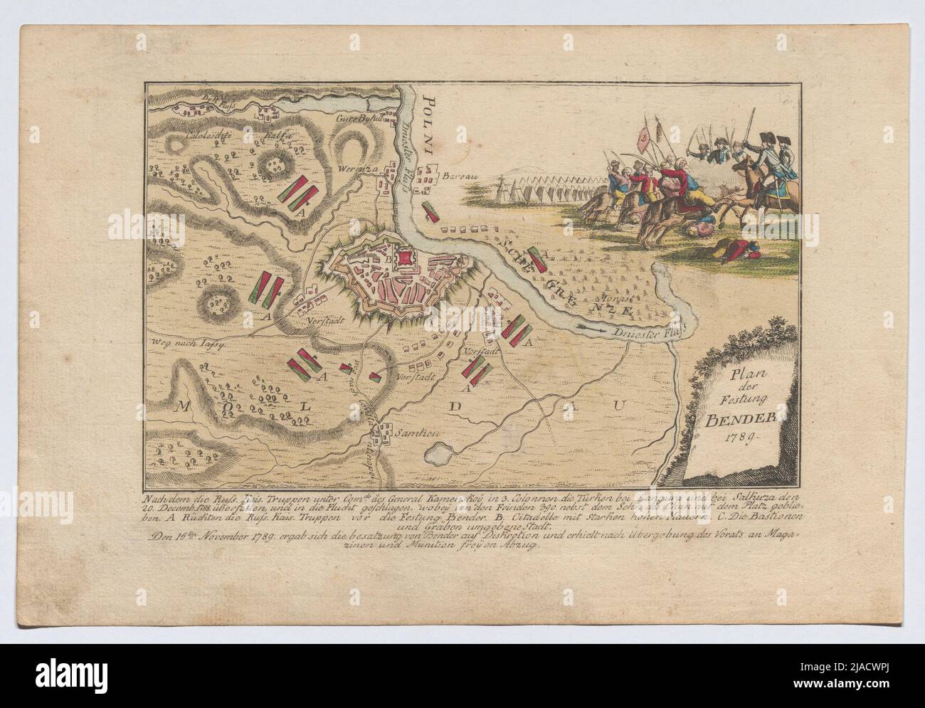 Plan of the Bender fortress (Bendery am Dnestr), besieged by the ...