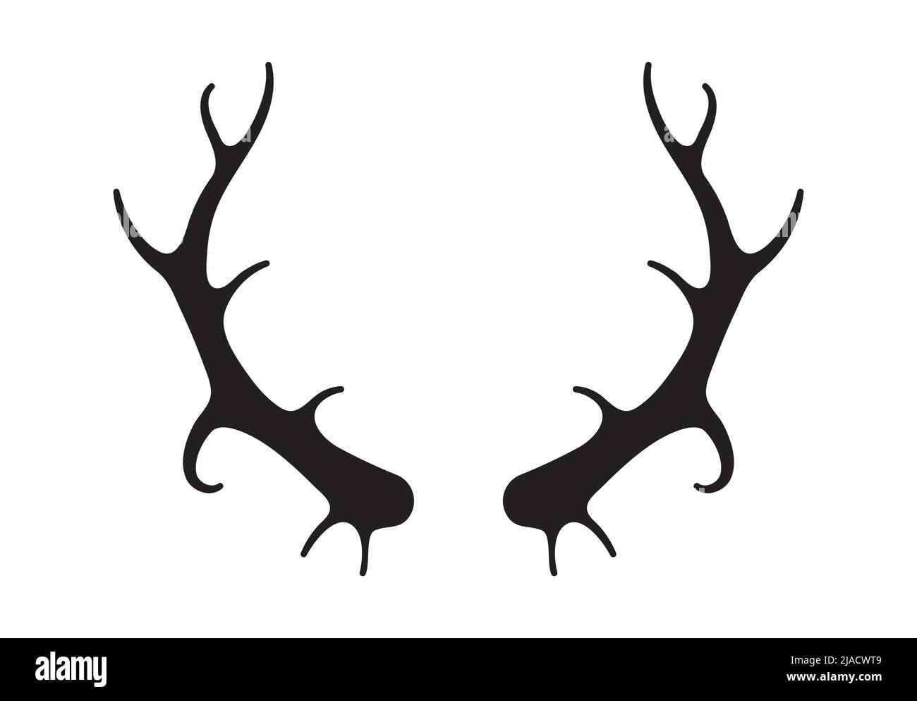 Deer Antlers Vector Silhouette Of The Horns Of A Wild Elk Roe Deer On