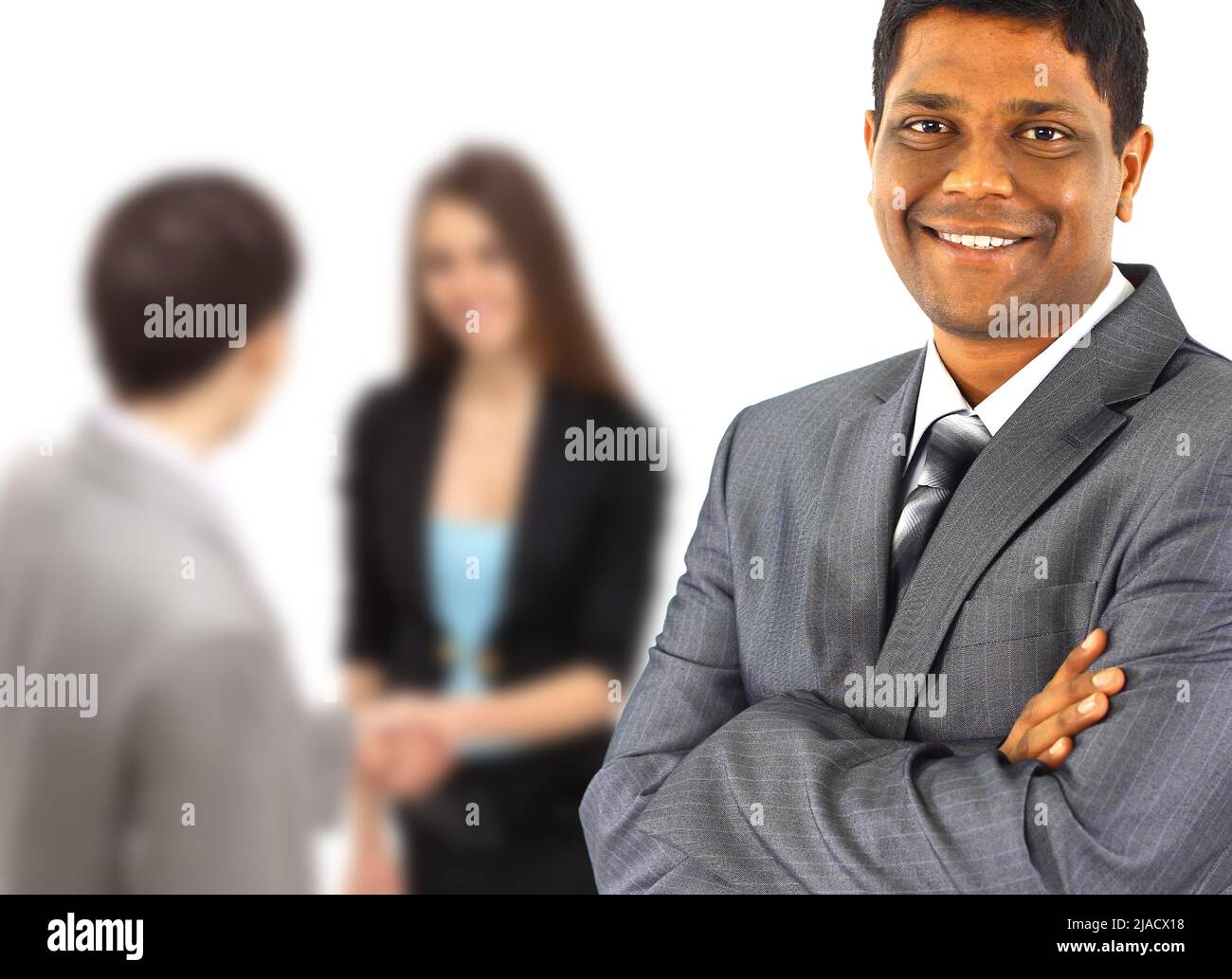 Business man afro-american, the conclusion of the transaction. Isolated ...