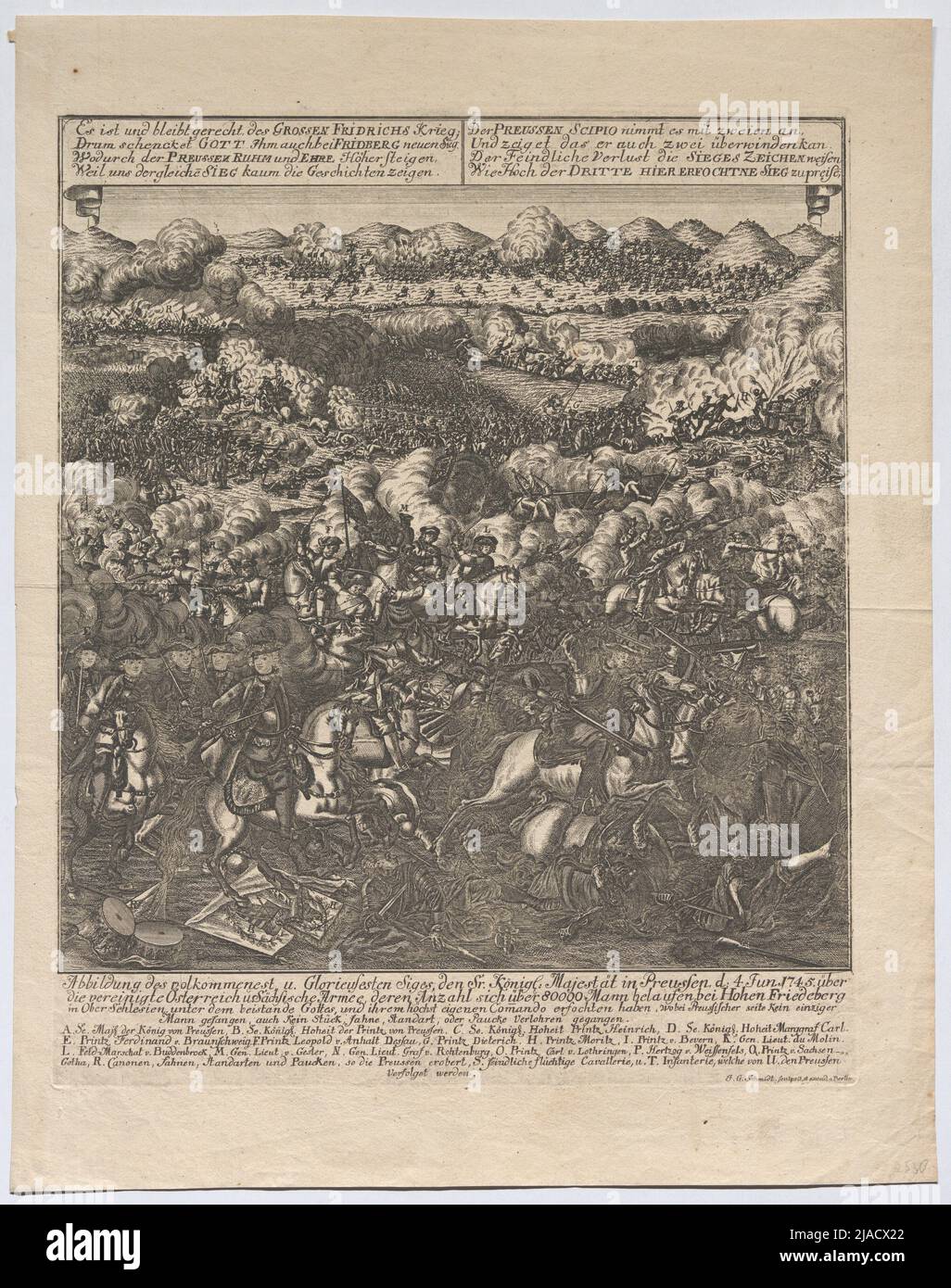 The battle near Hohenfriedberg on June 4, 1745. Georg Friedrich Schmidt ...