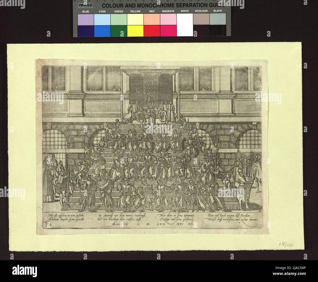 Hie can be seen in what shape,/Almanus ad worms his violence/to Antorff ...