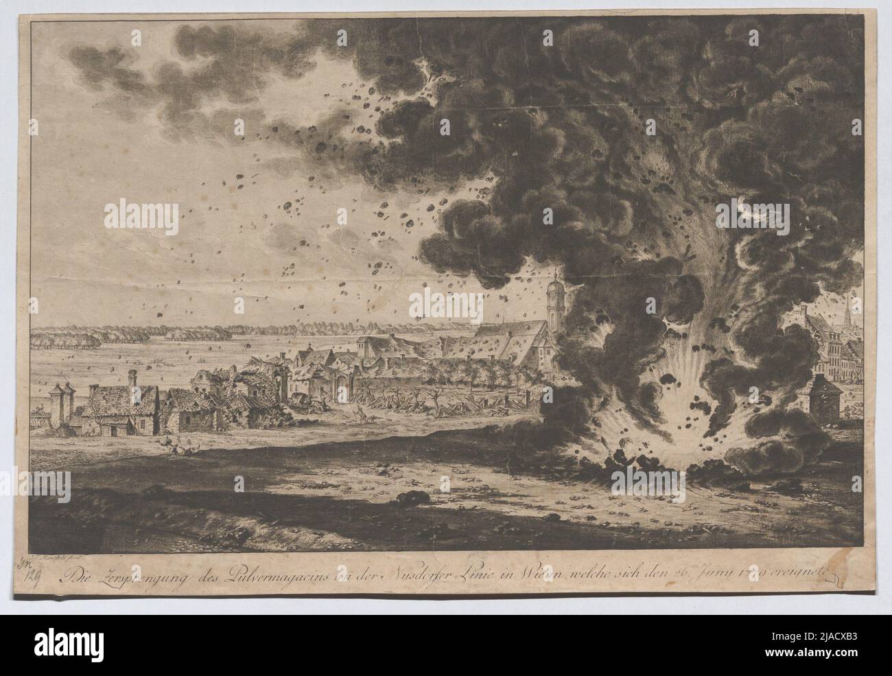 The explosion of the powder magazine on the Nussdorf line. Johann Ernst ...
