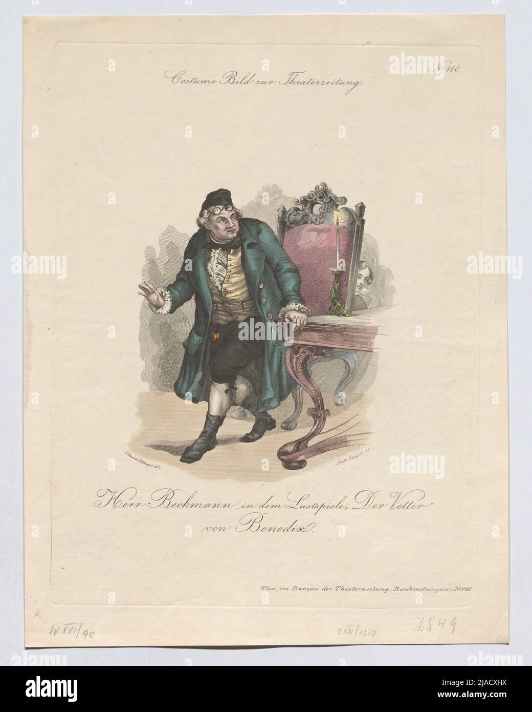 Friedrich Beckmann in "Der Vetter" by Benedix (costume picture No. 110 ...