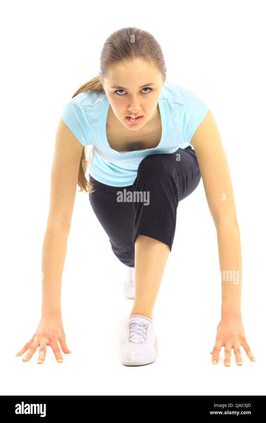 The beautiful sports girl íâ a white background Stock Photo - Alamy