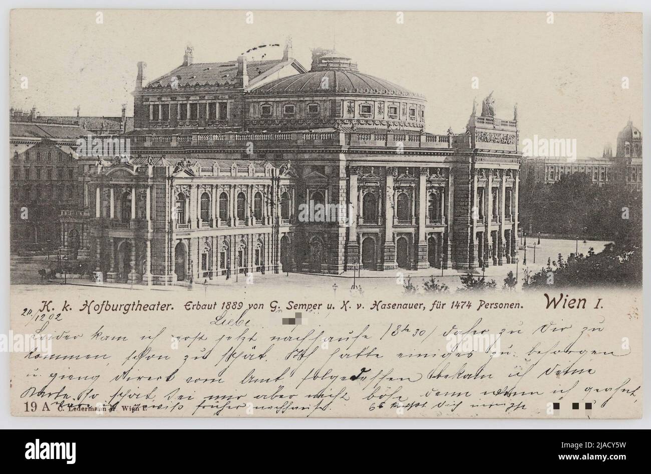 Vienna I. K. K. Hofburgtheater. Built in 1889 by G. Semper u. K. v ...