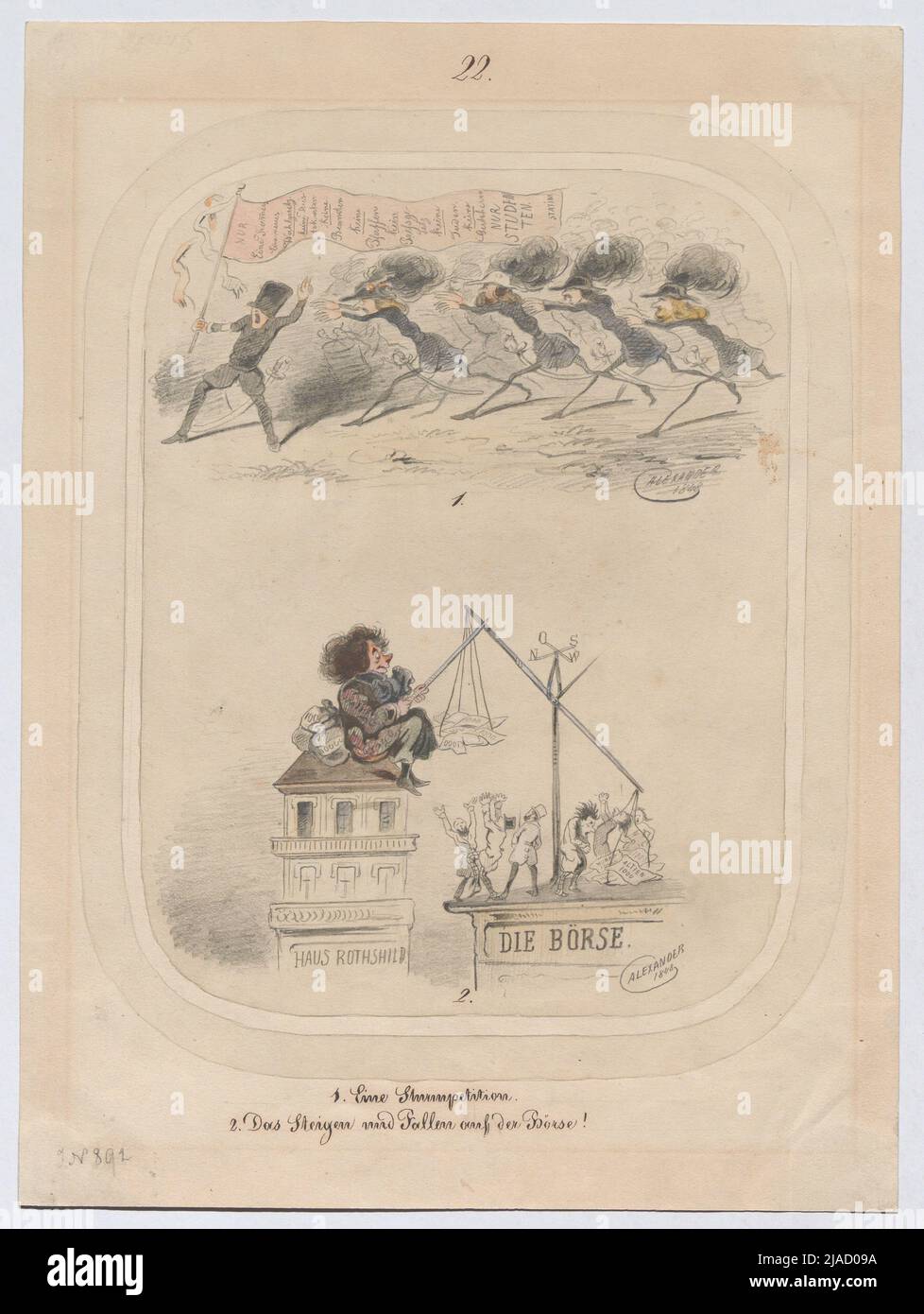 Caricature on the students and the Rothschild house (from a series of ...