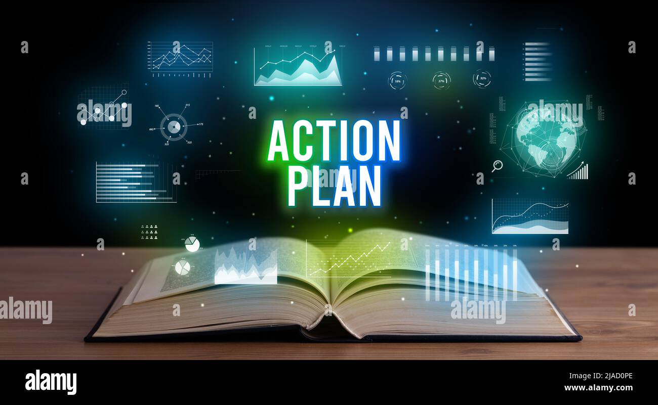 Business inscription coming out from an open book Stock Photo - Alamy