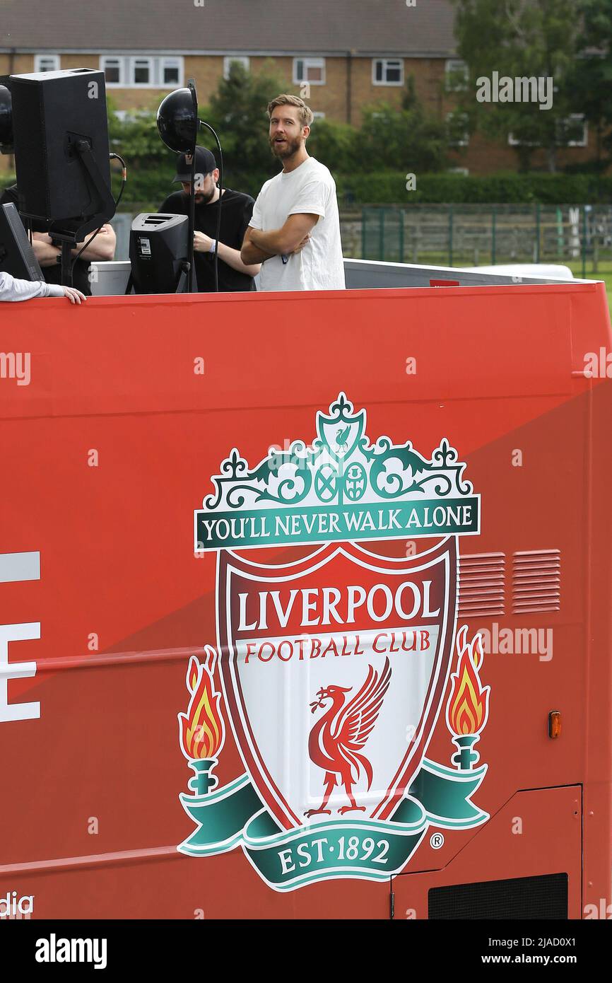 Liverpool, UK. 29th May, 2022. DJ Calvin Harris on the Liverpool team ...