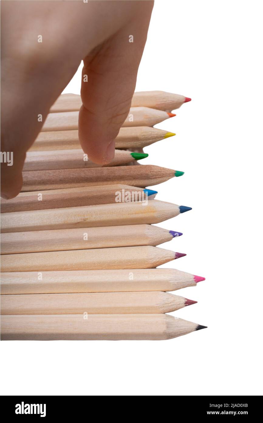 Lots of different isolated colored pencil tool for artistic creativity ...