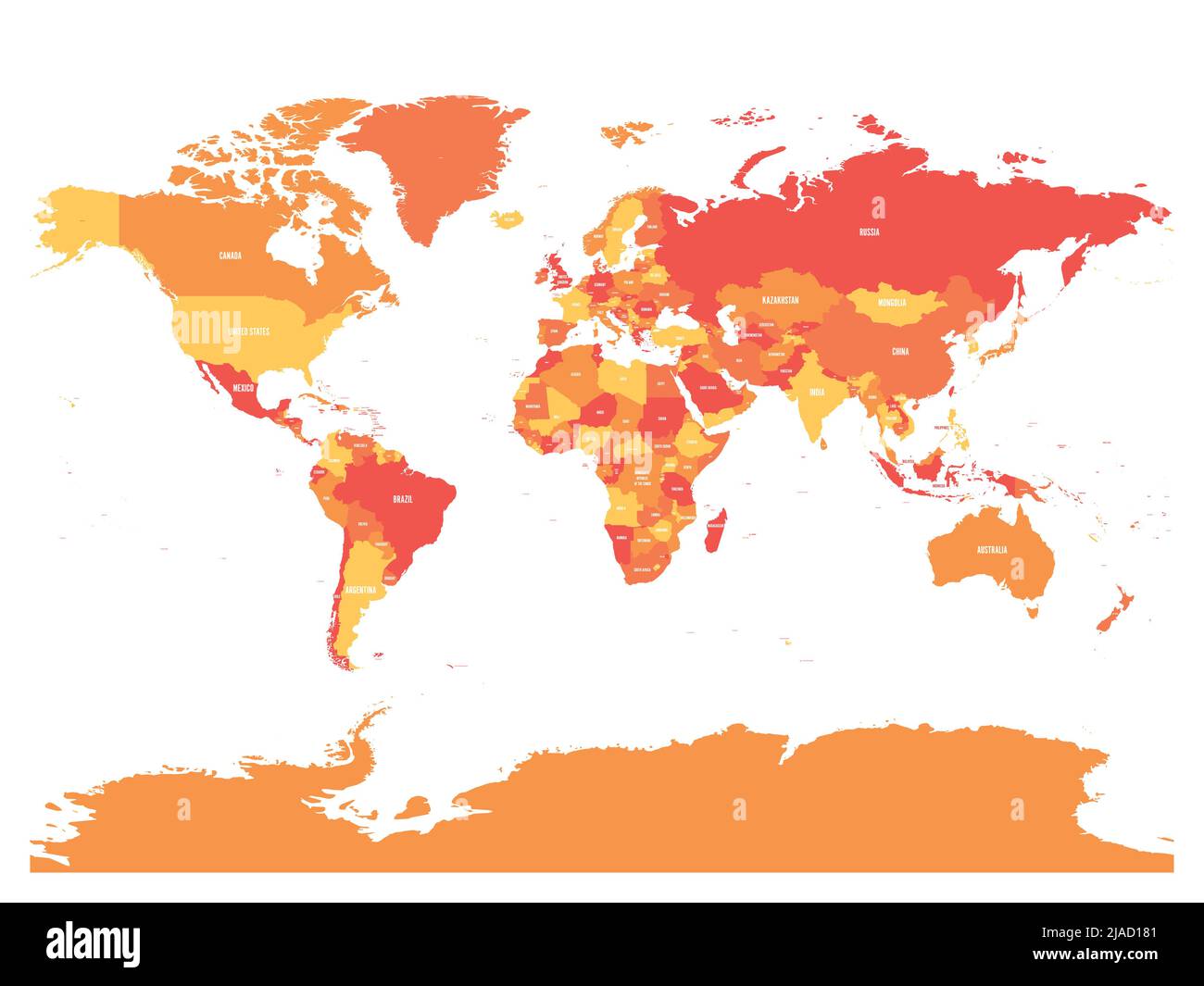 Political map of World with country name labelling. Vector illustration ...