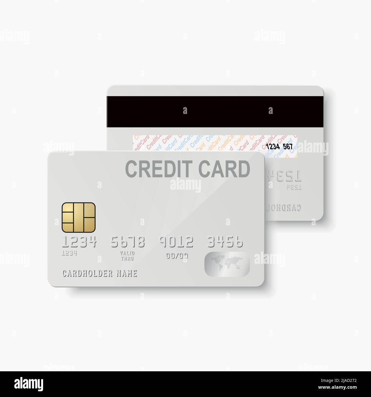 Vector 3d Realistic White Blank Credit Card Isolated. Design Template ...