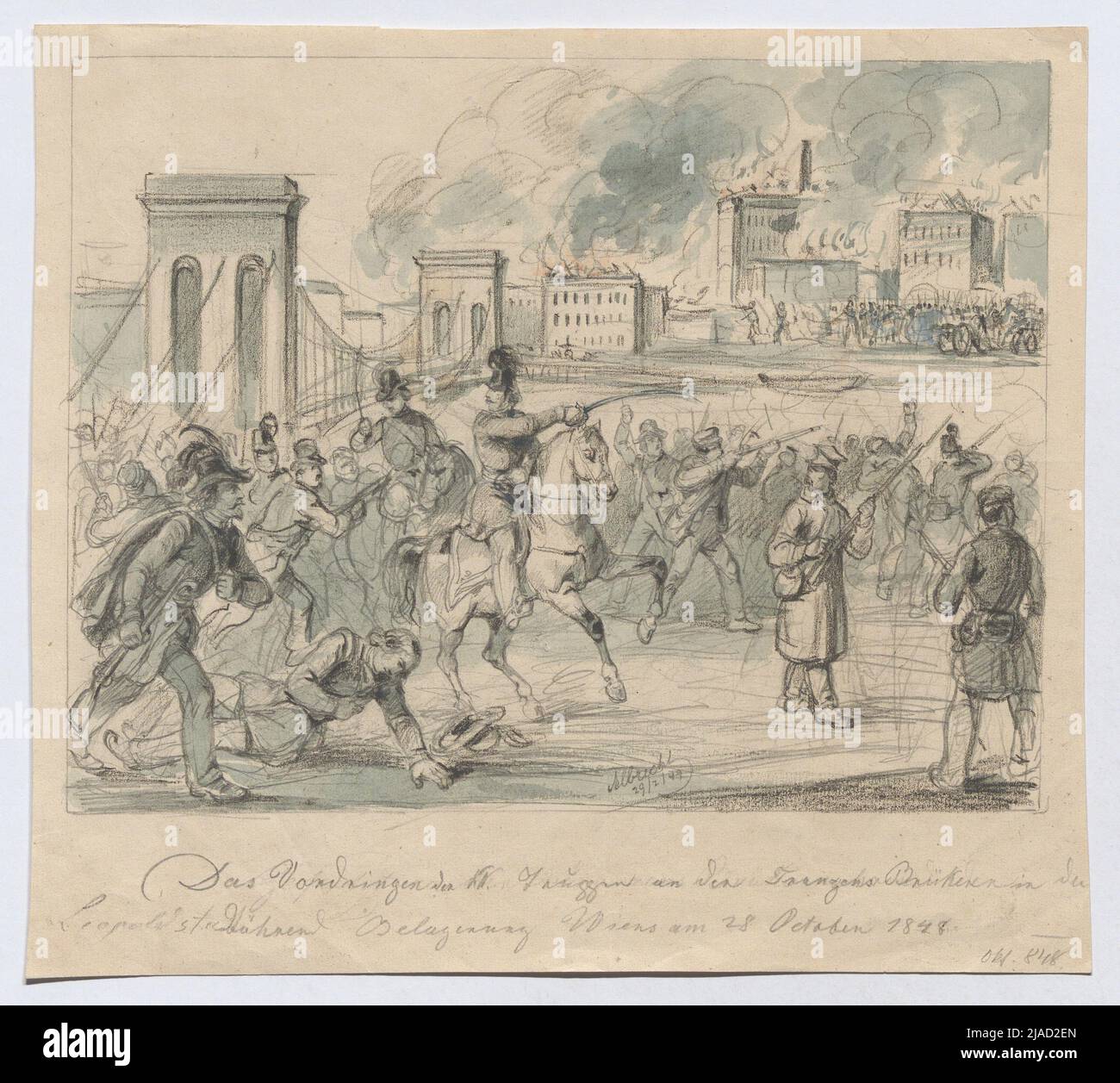 Presenting imperial troops at the Franzensbrücke on October 28, 1848 ...
