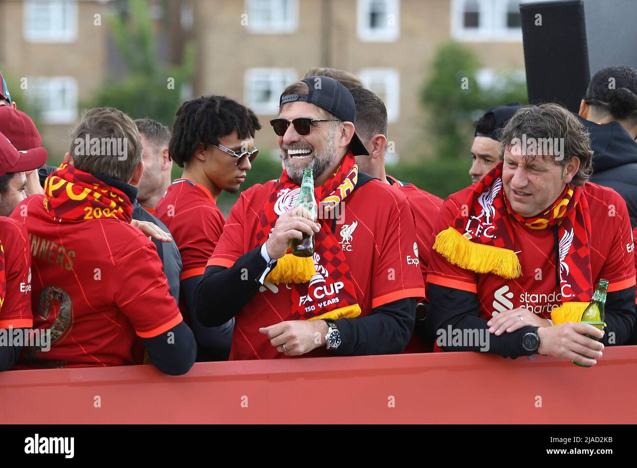 Liverpool, UK. 29th May, 2022. Liverpool Manager Jurgen Klopp enjoys a ...