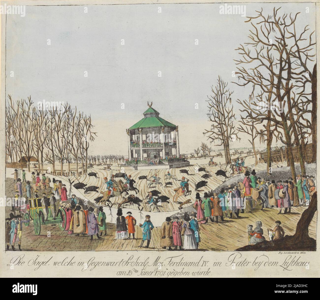 The hunt for King Ferdinand IV of Sicily in the Prater at the Lusthaus ...