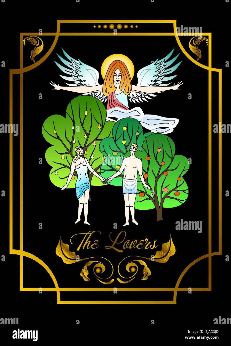 Tarot card the lovers Stock Vector Image & Art - Alamy