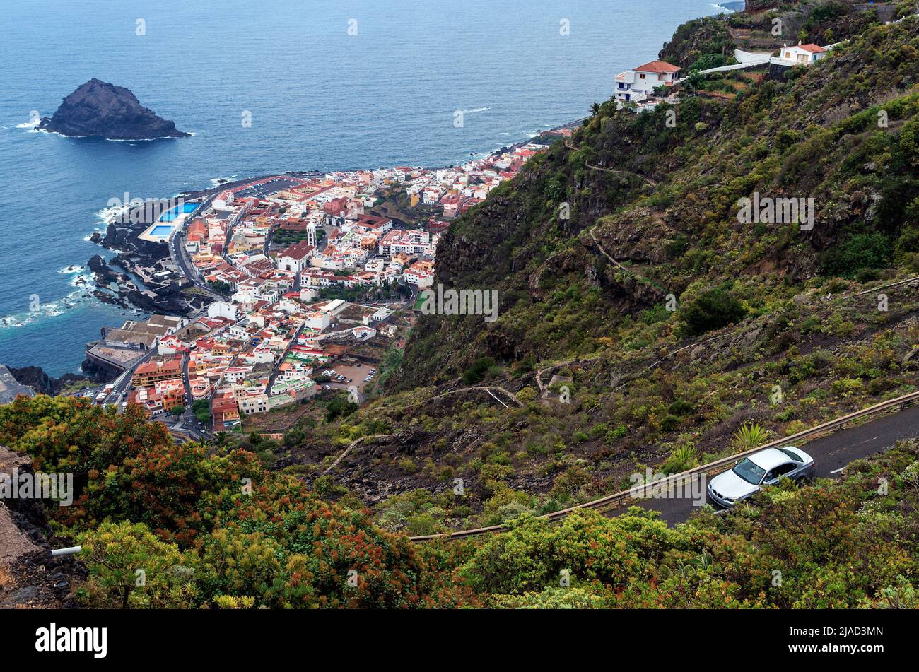 Aerial view of old town, Garachico, Tenerife, Canary Islands, Spain ...