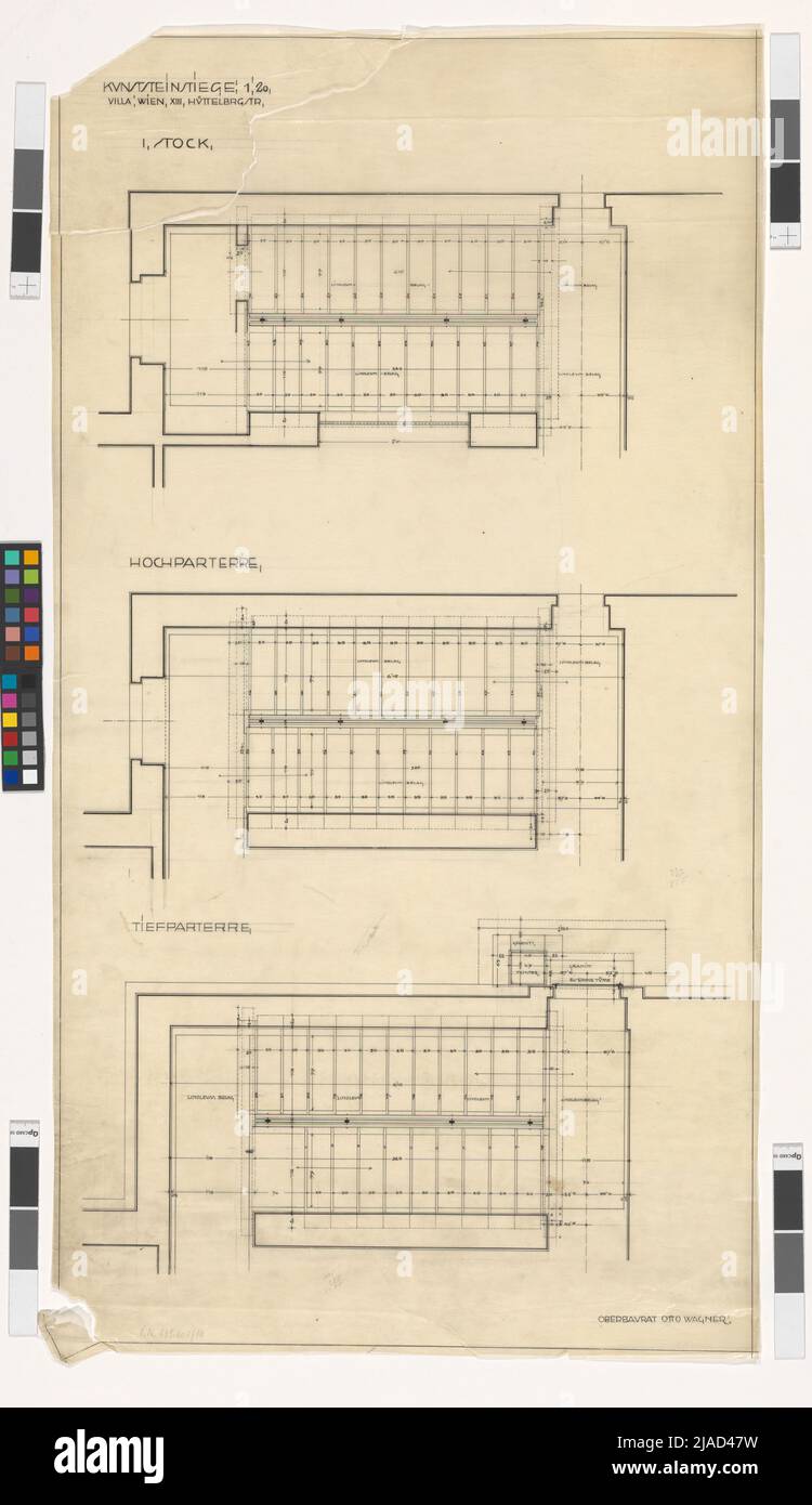 Second Villa Wagner, 14th, Hüttelbergstraße 28, stairs, floor plan ...