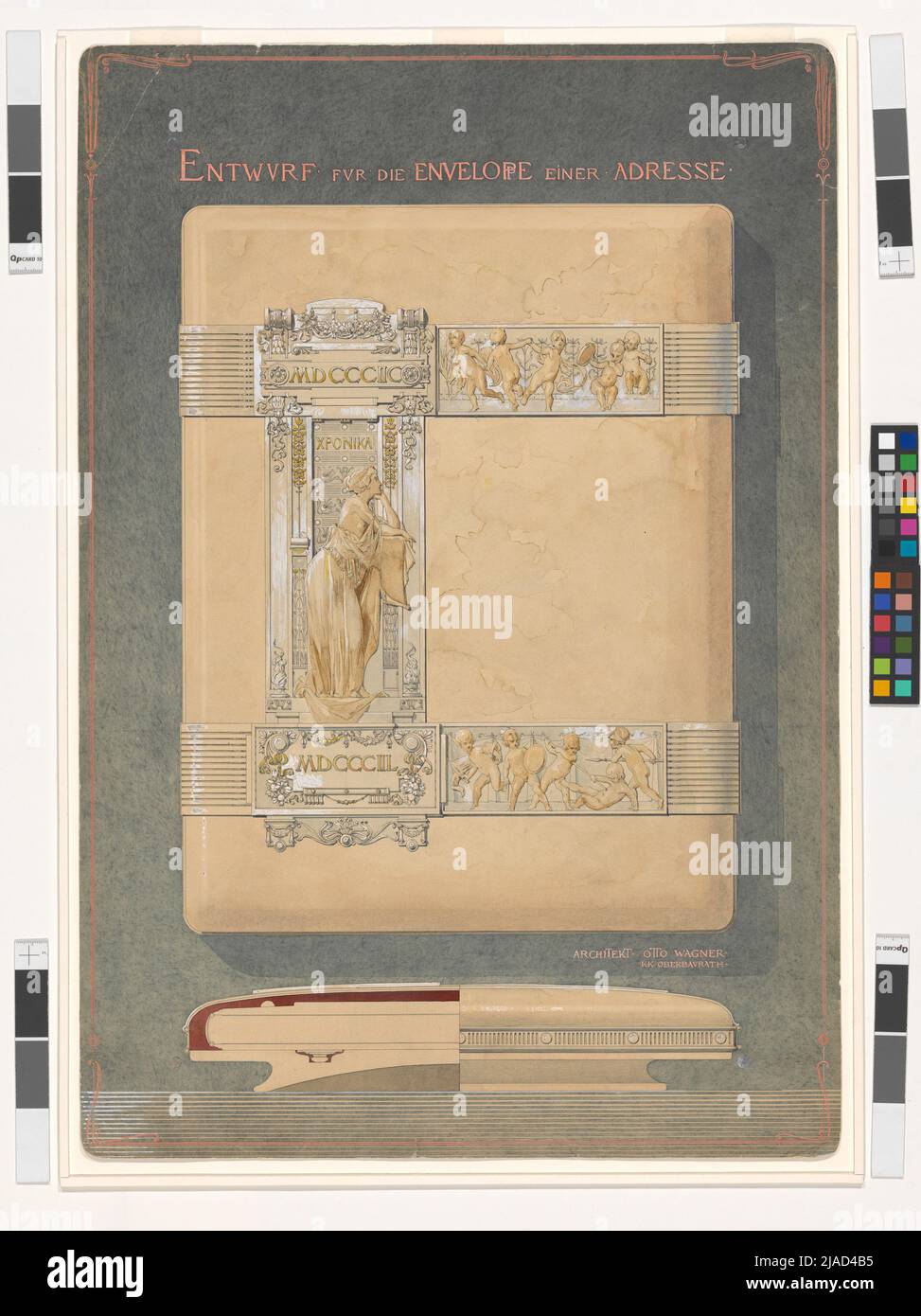 Hability address of the Academy of Fine Arts, Enveloppe. Otto Wagner ...