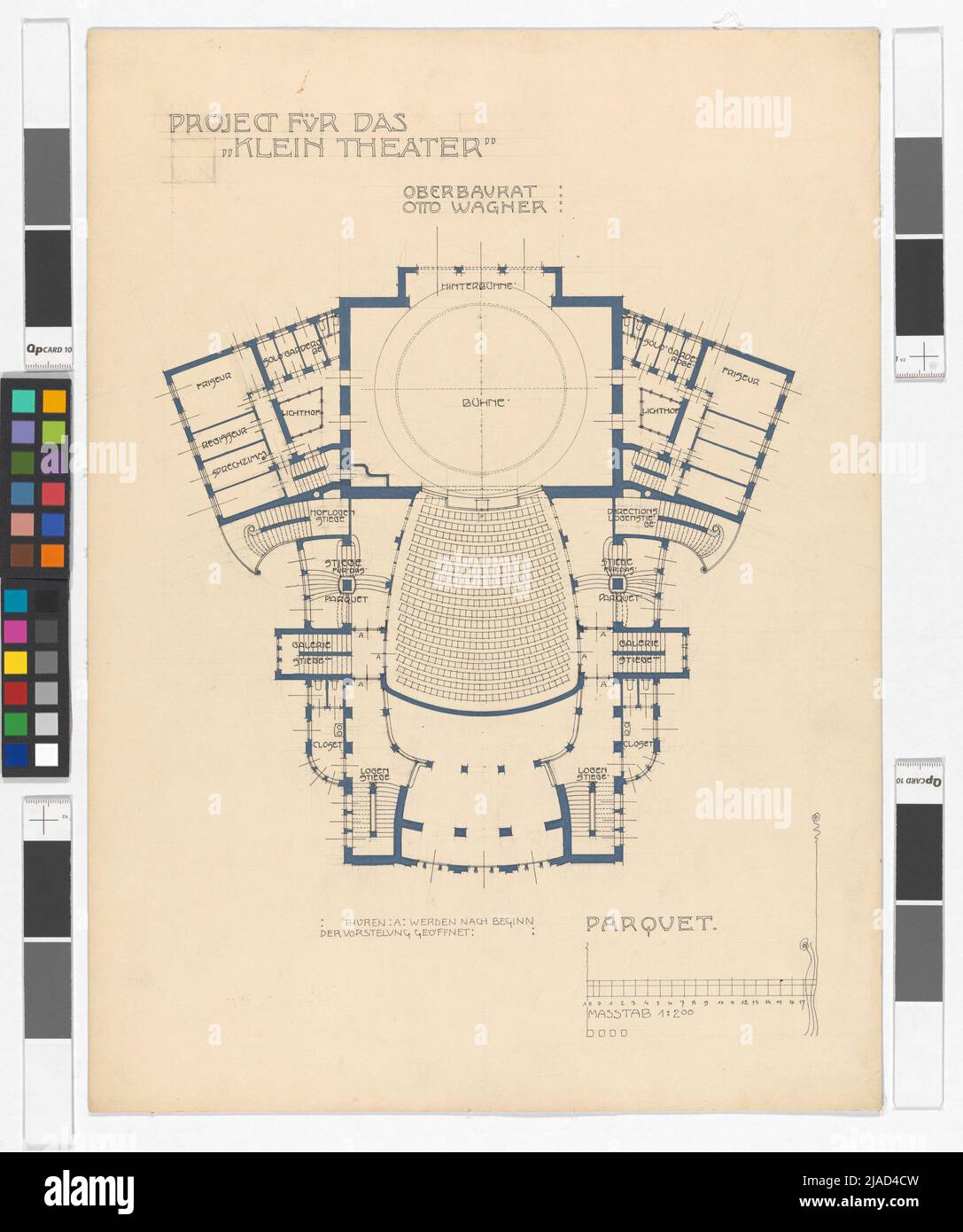 Small theater, floor plan parquet. Otto Wagner (1841-1918), architect ...