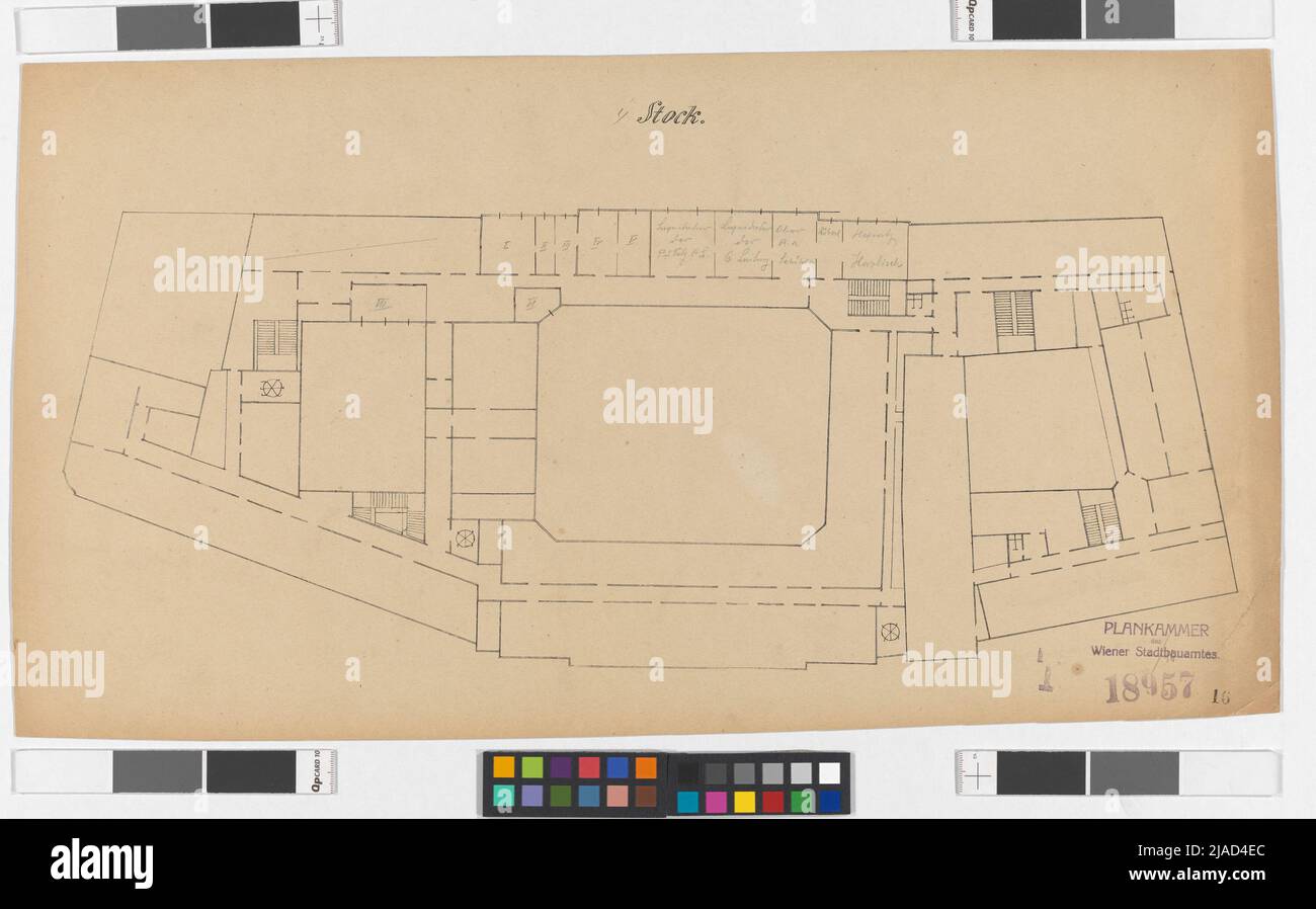 Main post, 4th floor, floor plan. Otto Wagner (1841-1918), Formerly ...