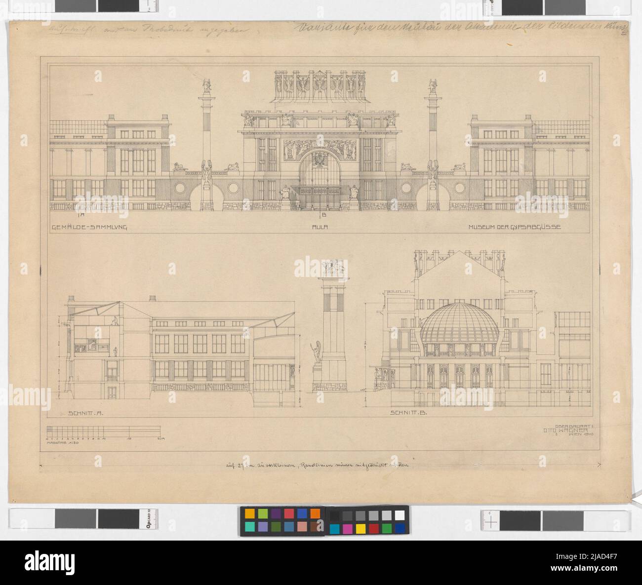 Academy for visual arts on the enamel, cut A-B. Otto Wagner (1841-1918 ...
