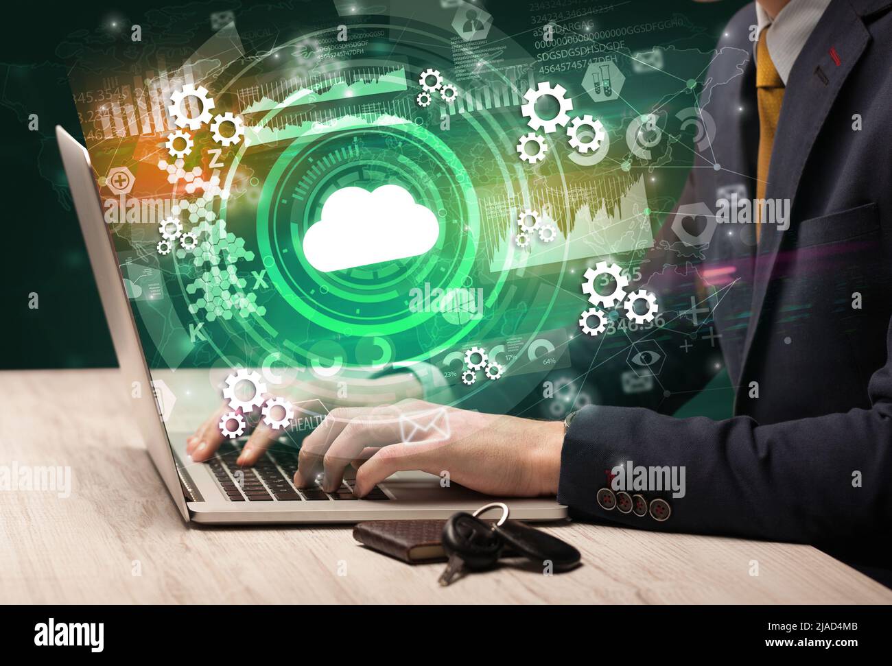 Business hand typing on a modern laptop Stock Photo - Alamy