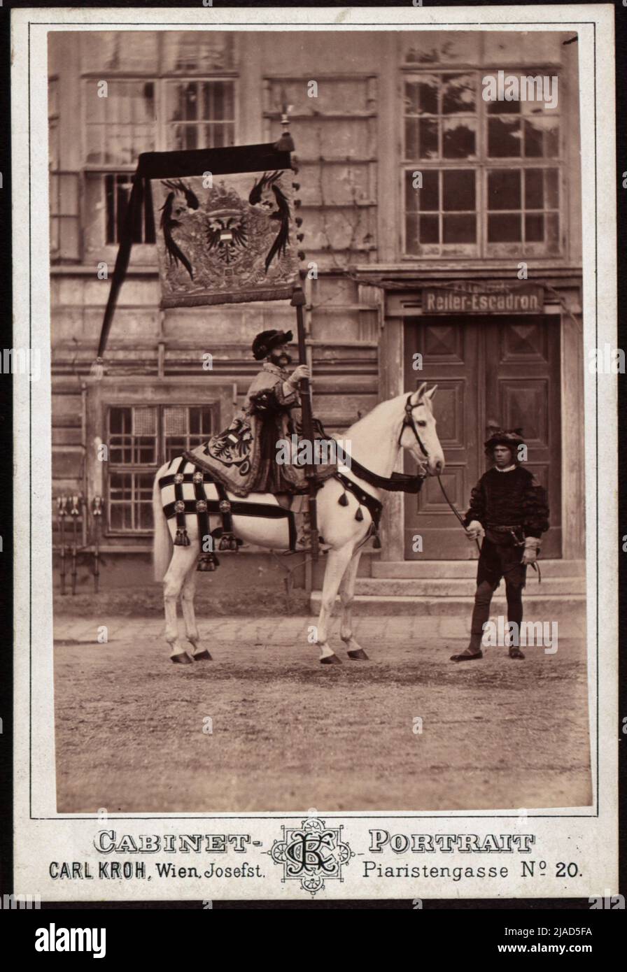 Banner bearer with the Austrian Reich Banner, Makartfeste 1879. Carl ...
